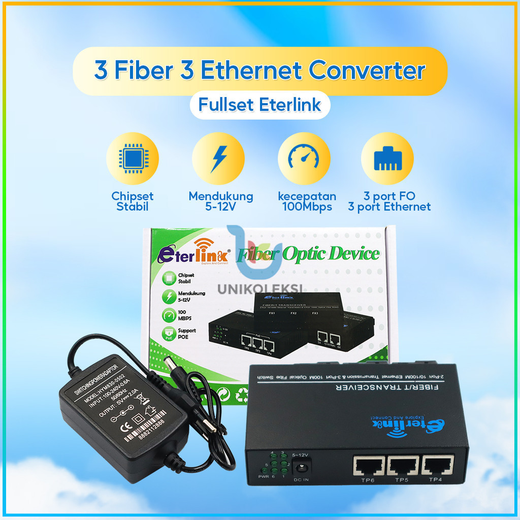 Jual NEW!! 10/100M 3F3E 【Support POE】Switch Ethernet Media Fiber Optik ...