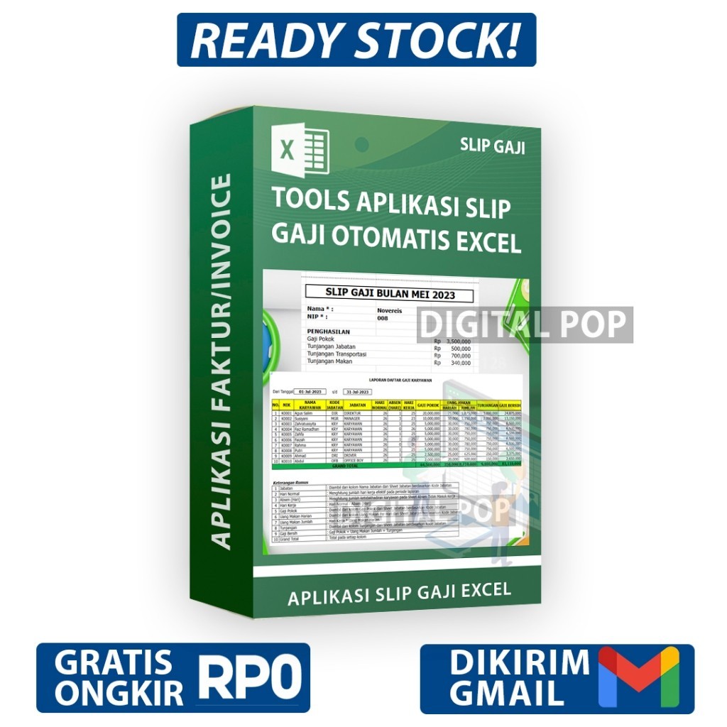 Jual Tools Aplikasi Slip Gaji Karyawan Otomatis Excel - Slip Gaji Excel + Tutorial | Shopee ...