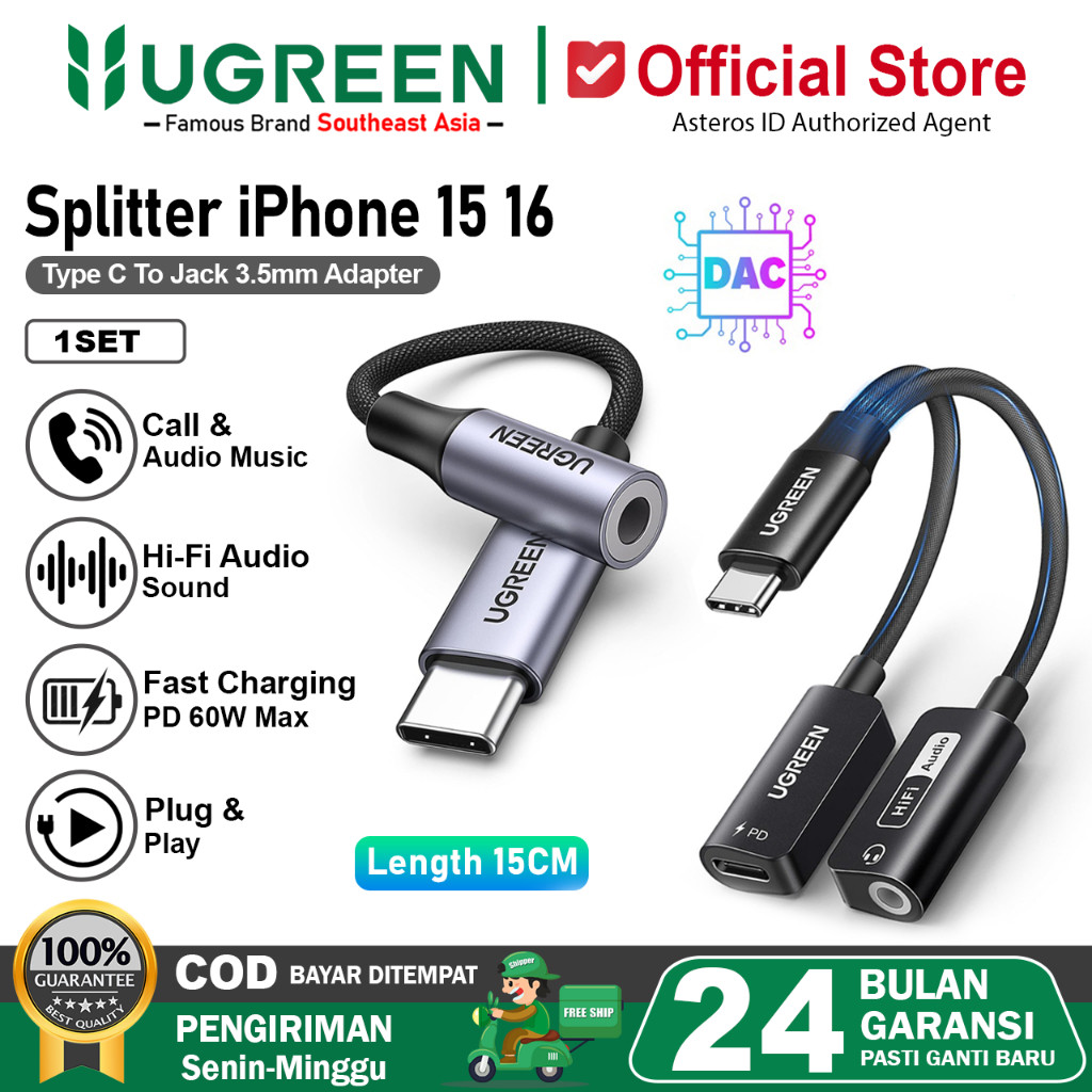 Jual UGREEN Converter Splitter iPhone 15 16 16 Pro 16 Pro Max Type C to ...