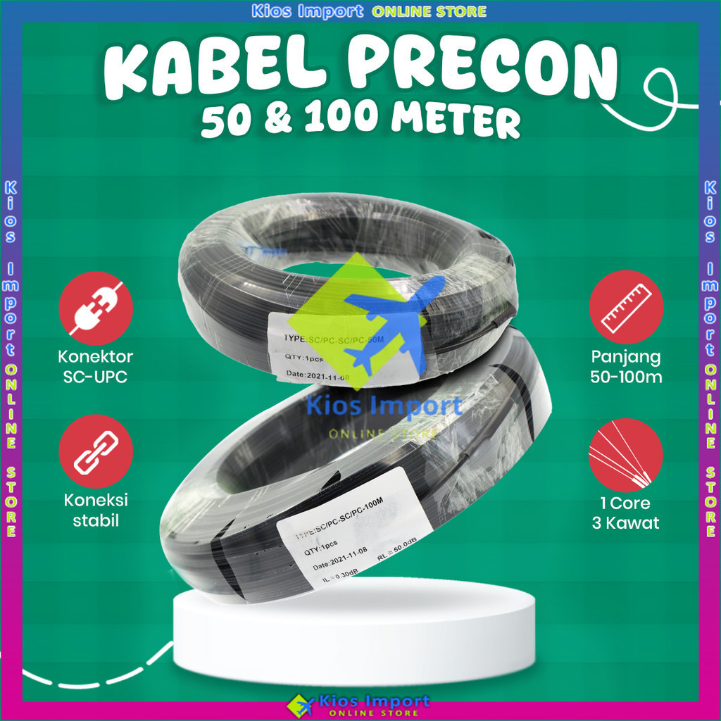 Jual [[ NEW PRODUCT ]]Kabel Drop Core Fiber Optik/Kabel Precon FO 100M ...