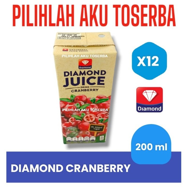Jual DIAMOND JUICE CRANBERRY Jus Cranberry 200 ml - ( HARGA 12 pcs ...
