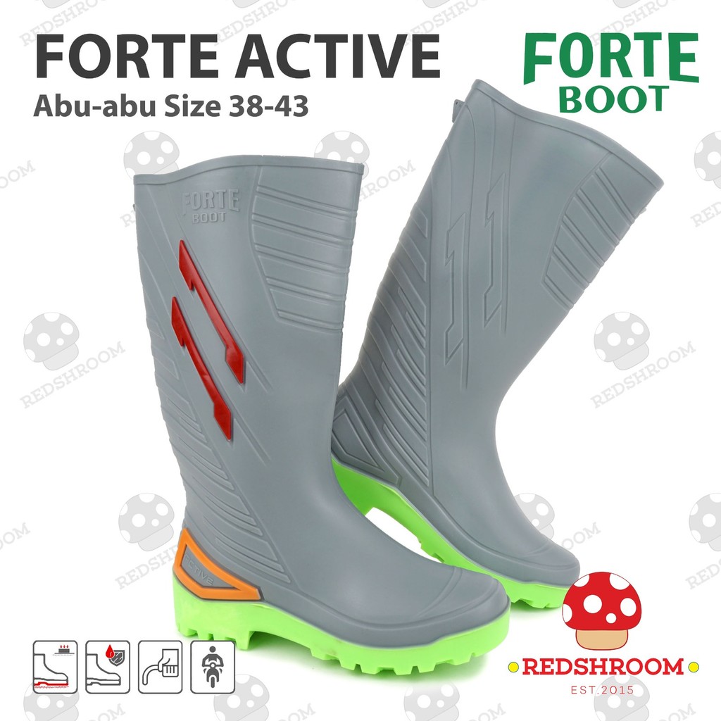 Jual Sepatu Boot Tinggi Forte Active ABU Forte Boots Karet Lokal Ringan ...