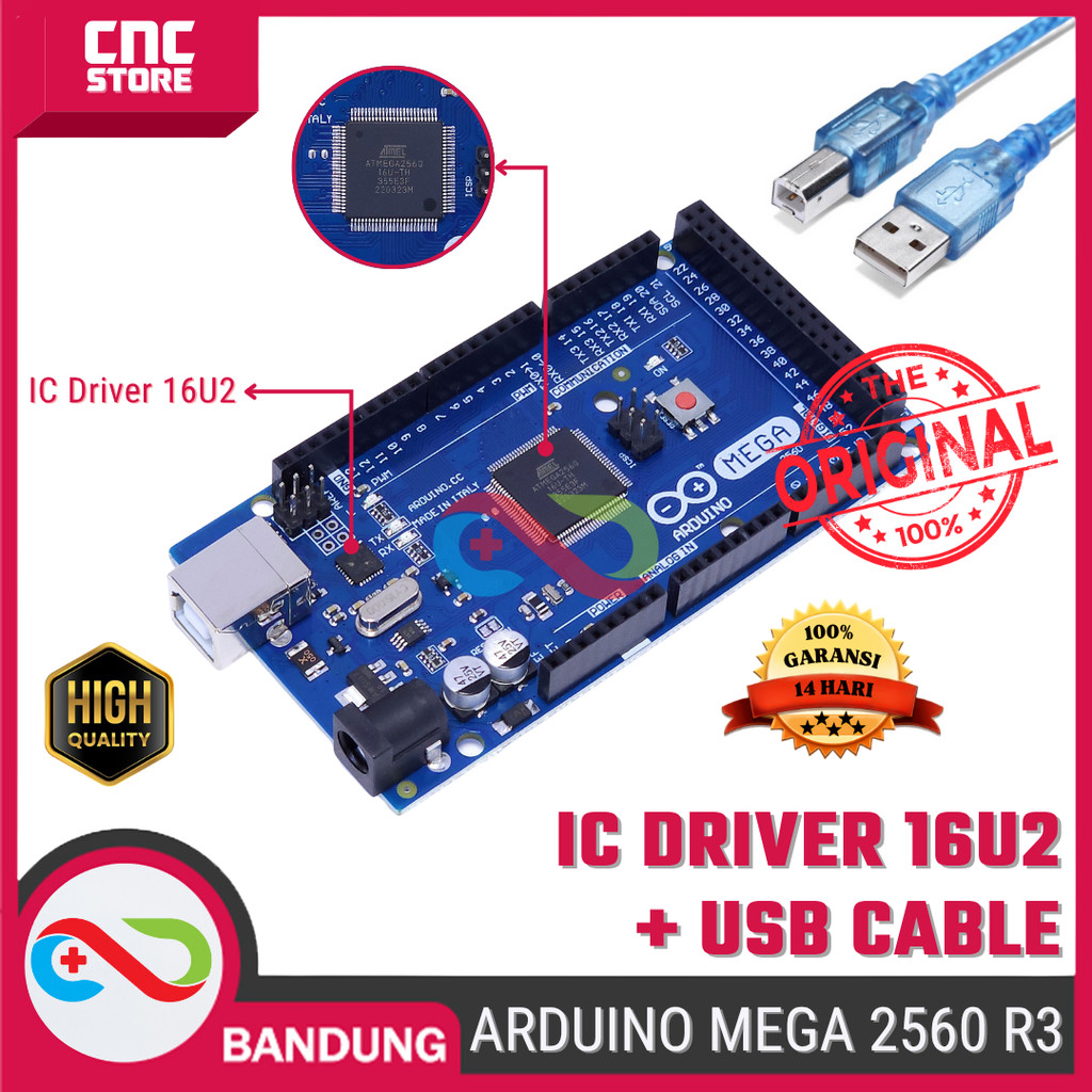 Jual Arduino Mega 2560 R3 ATmega 16U2 Compatible Board + Kabel USB – Pengembangan Proyek ...
