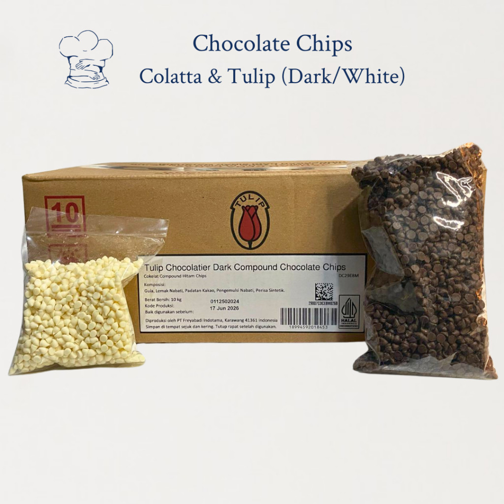 Jual Tulip/Colatta Chocolate Chips Dark Compound (Mini/Standar-250gr ...