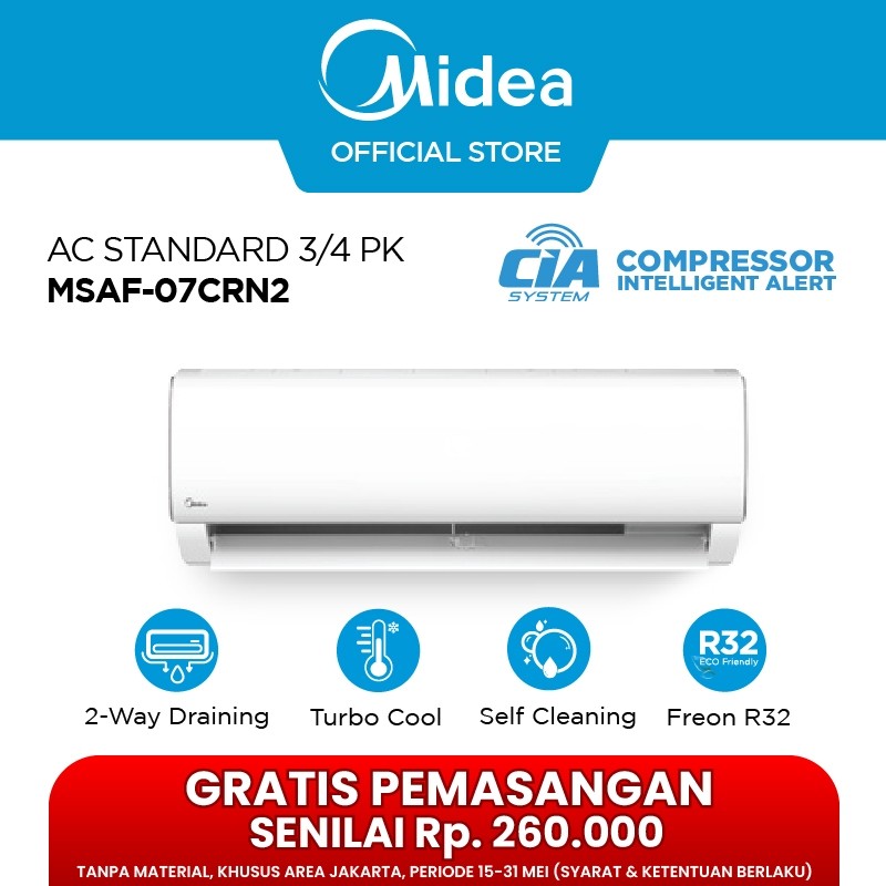 Jual Midea AC Standard 3/4 PK ( 0.75 PK ) R32 Series MSAF-07CRN2 (Unit ...
