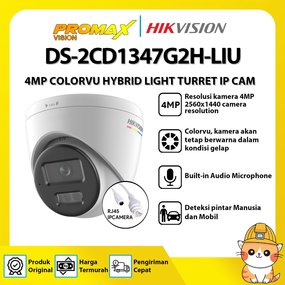 Jual HIKVISION DS-2CD1347G2H-LIU 4MP COLORVU HYBRID LIGHT TURRET IP CAM | Shopee Indonesia