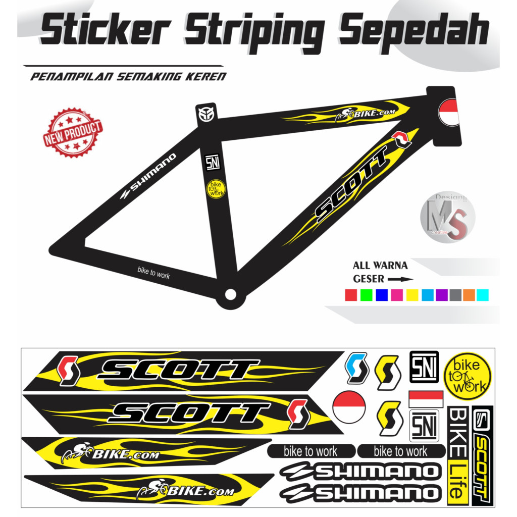 Jual STICKER Striping Variasi Bike Stiker Sepeda Set SCOOT STILE Y70 ...