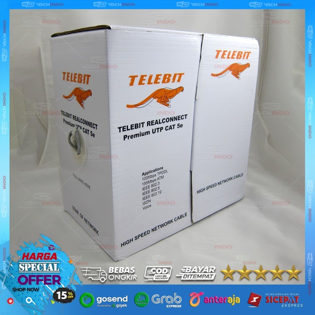 Jual Kabel LAN CAT5E - 1 Gbps 1Gb/s Network | Telebit Real Connect Premium Harga Meteran High ...