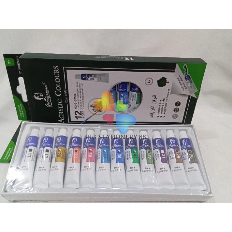 Jual Cat Lukis Akrilik Set Isi 12 Warna 6Ml / Acrylic Colours Oil ...