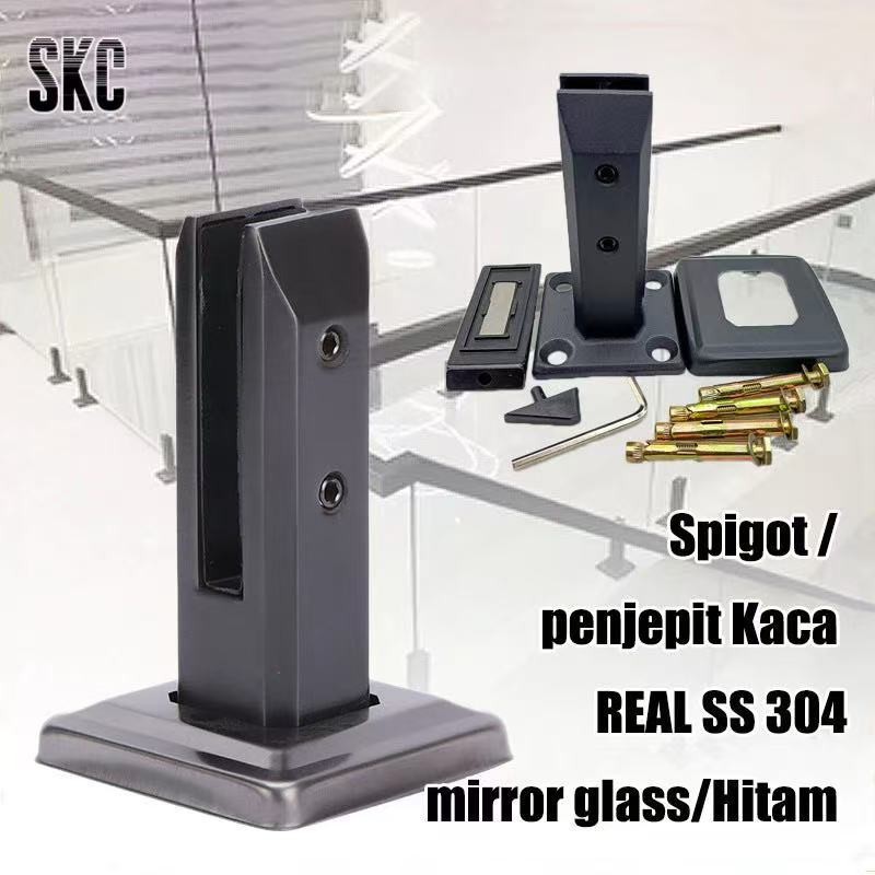 Jual 1SET Spigot Penjepit Kaca Stainless Glass Clip Panel Pagar Untuk ...