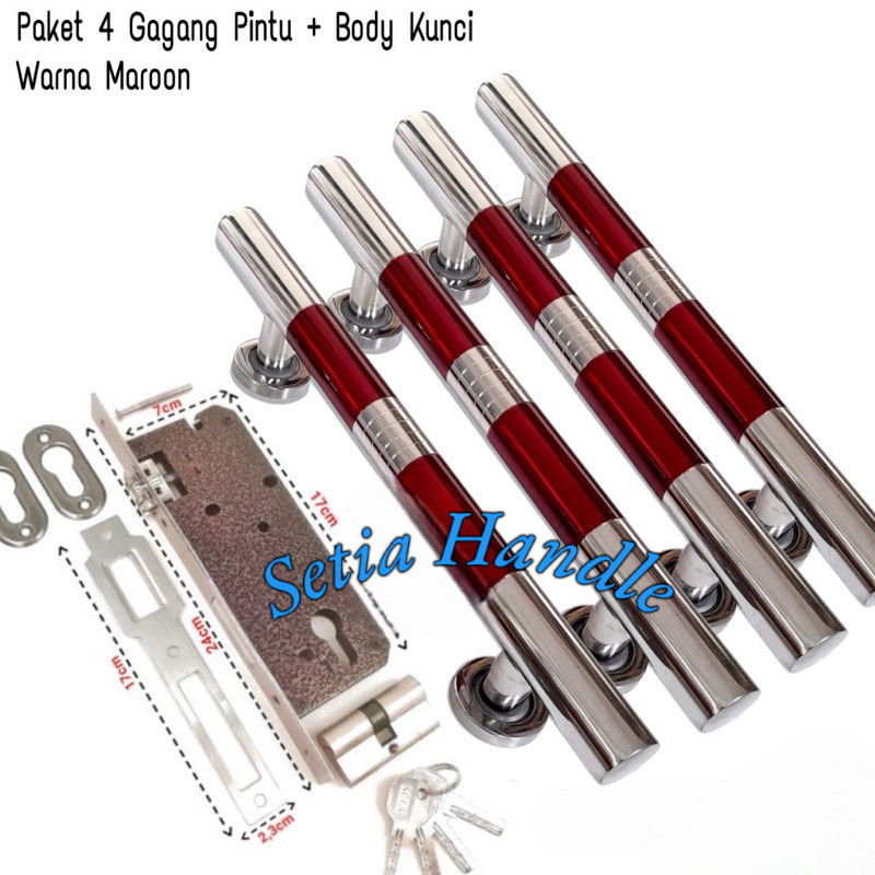 Jual paket 4 handle pintu rumah set kunci model suling lis tarikan ...