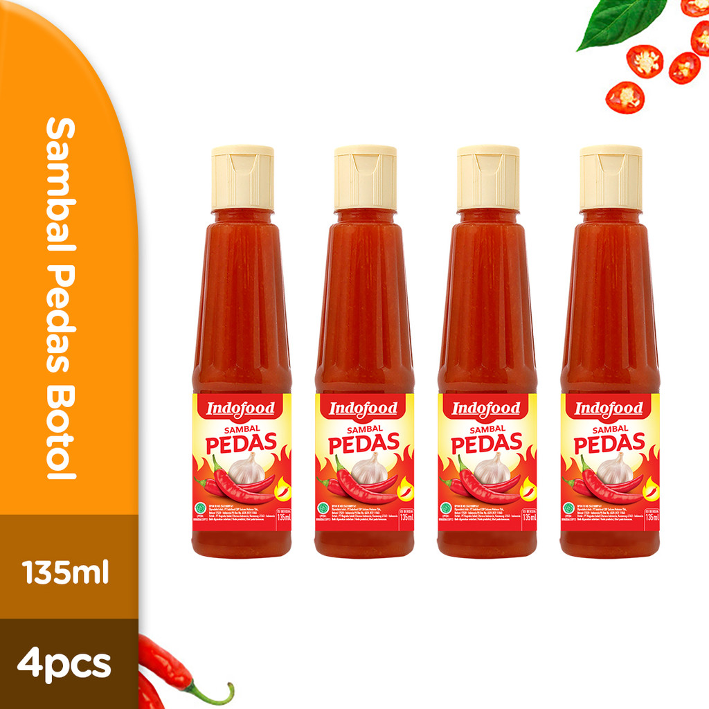Jual 4 PCS - Sambal Indofood Pedas Pet 135 ml | Shopee Indonesia