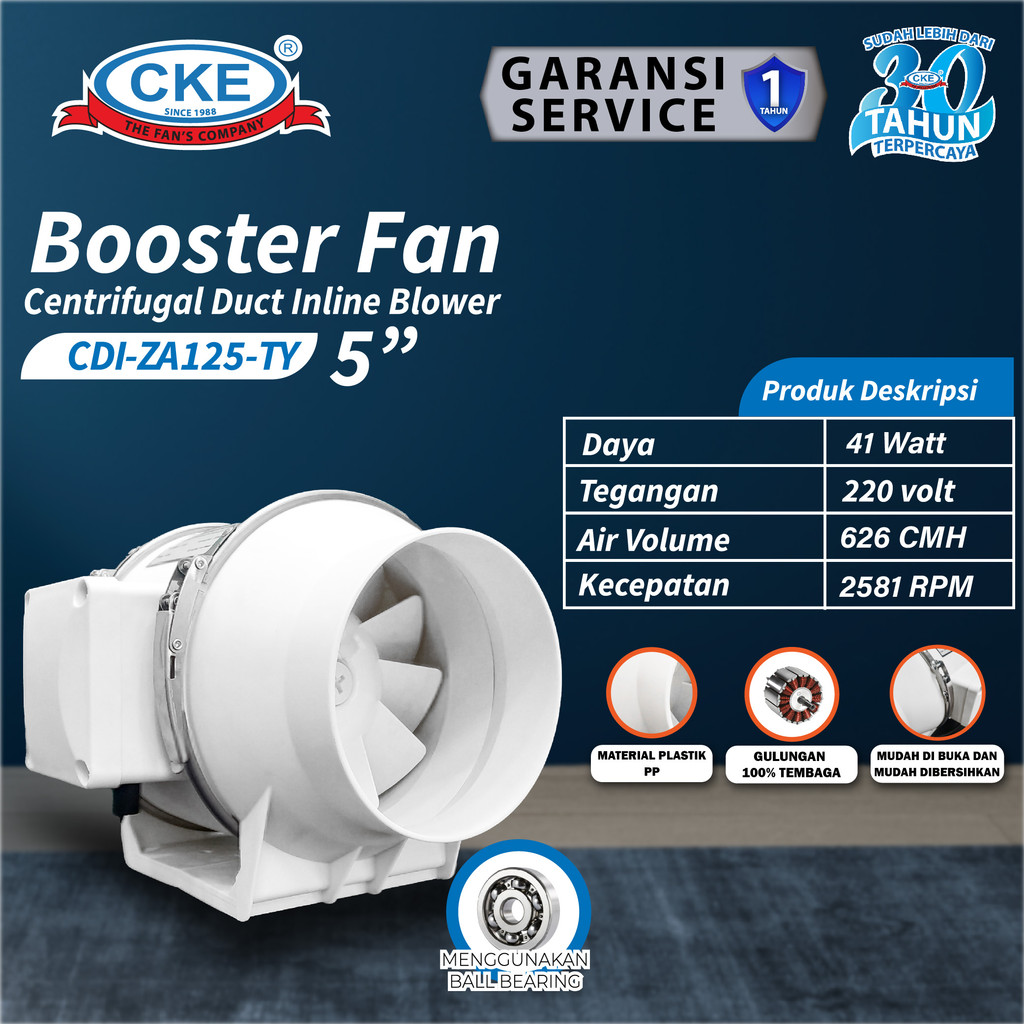 Jual CKE Inline Duct Fan Plastik 5 Inch Kipas Booster Ventilasi ...