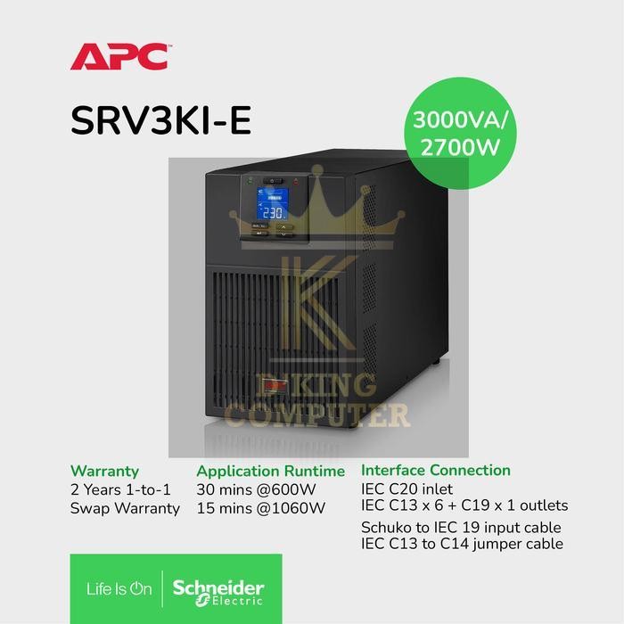 Jual UPS APC Online 3kVA SRV3KI-E SRV3KIE Easy UPS On-Line 2700W 3000VA ...