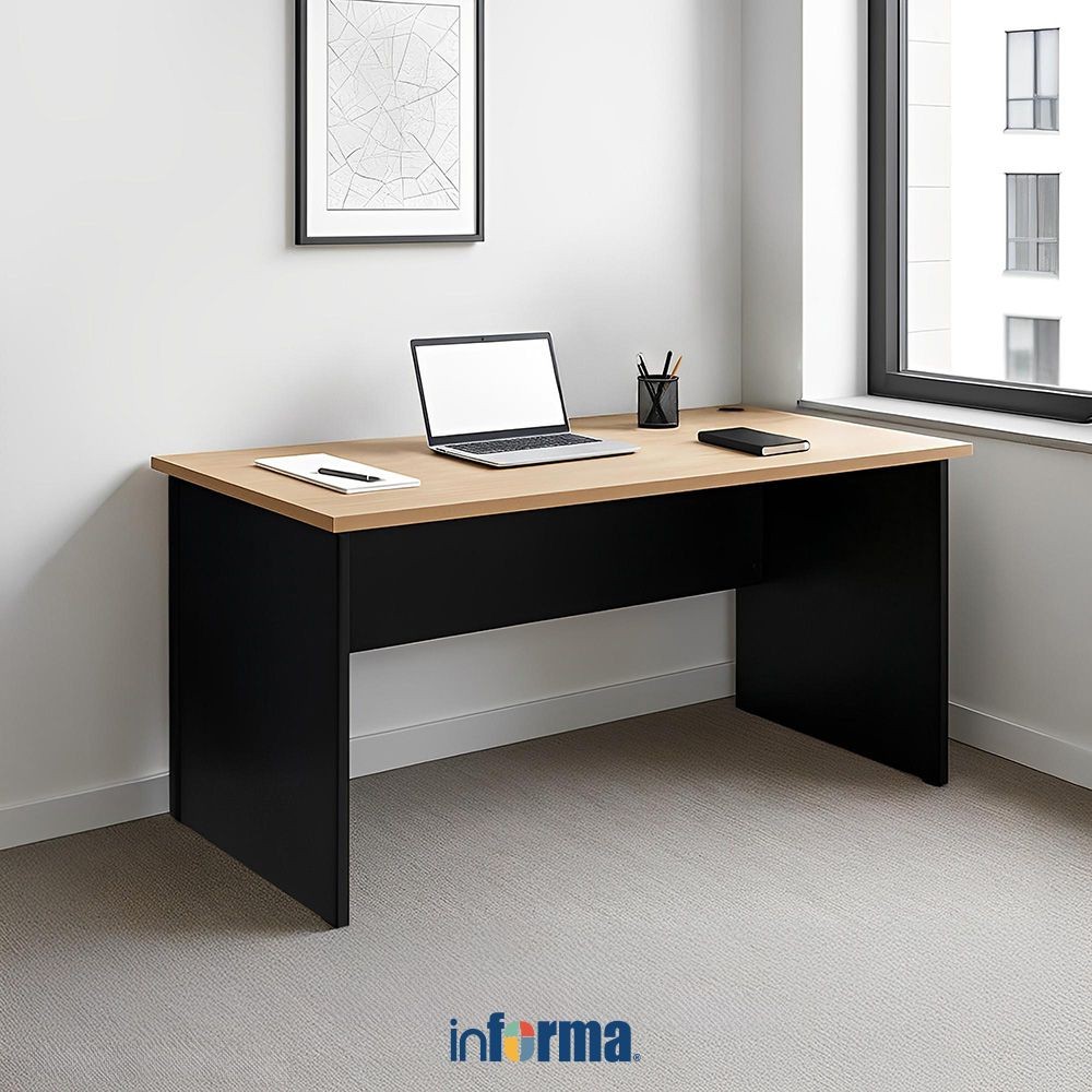Jual Informa Haris Meja Kantor - Hitam/Cokelat Oak Office Table ...