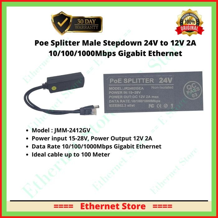 Jual PoE Splitter 24V Power Over Ethernet Adaptor 24V Stepdown 12V ...