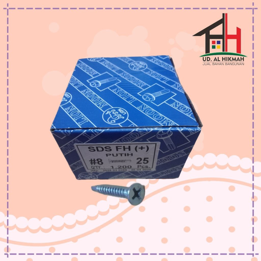 Jual MOON LION Sekrup SDS FH 8x25 Self Drilling Screw Flat Head PER 100 ...