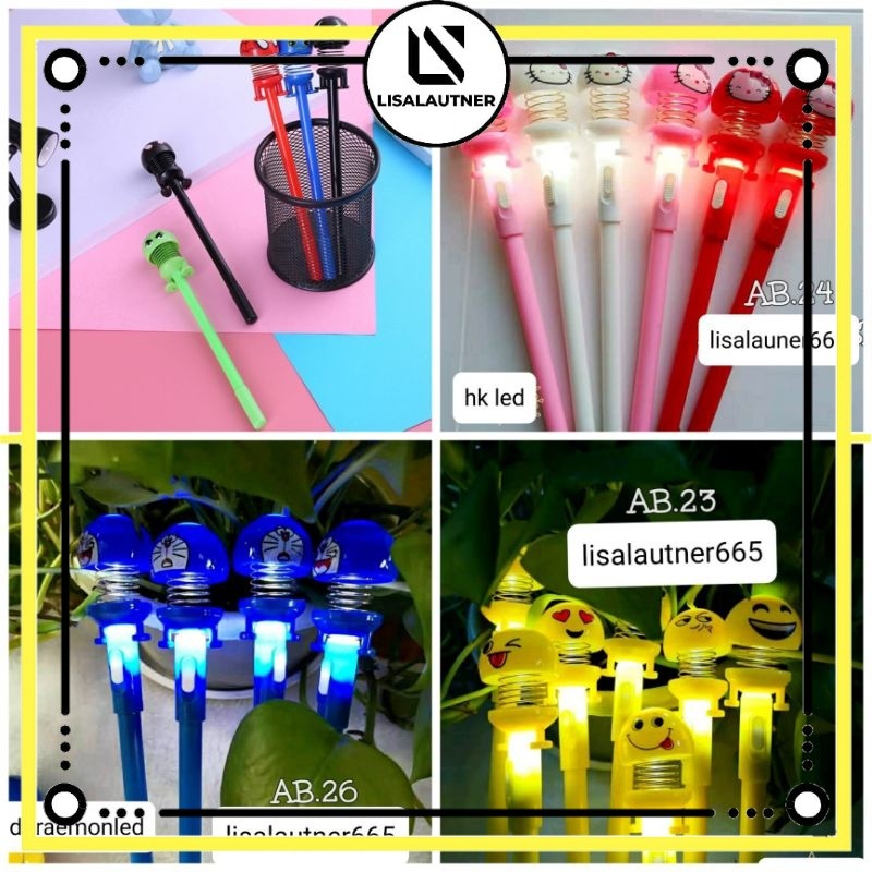 Jual pulpen emoji led / bolpoin karakter led | Shopee Indonesia