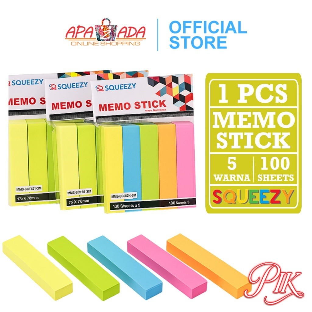 Jual Sticky Note Warna Strip [1 Pcs - 100 Lembar] / Memo Stick Squeezy ...