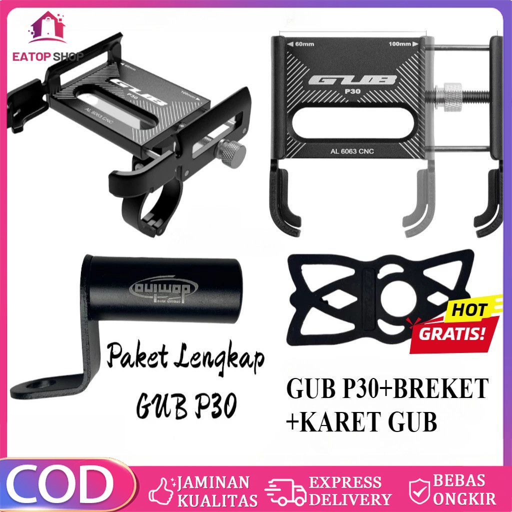 Jual 【Hadiah Gratis】GUB P30 Original Holder HP Motor Full Besi Alumunium Alloy Breket Tempat ...
