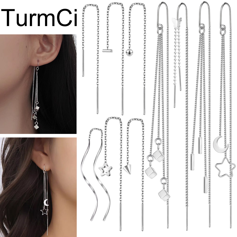 Jual TurmCi 1 Buah Long Chain Earring Stainless Steel Drop Earring Hati ...