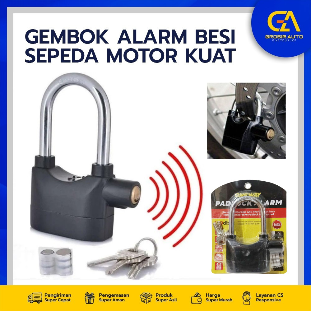 Jual GEMBOK ALARM Motor Sepeda Safety Padlock Aman Besi Kuat Universal ...