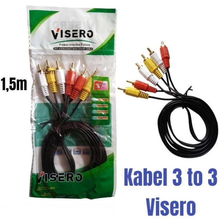 Jual KABEL RCA Audio AUX Speaker VISERO 3-3 dan 2-1 Panjang 1,5m (TK ...