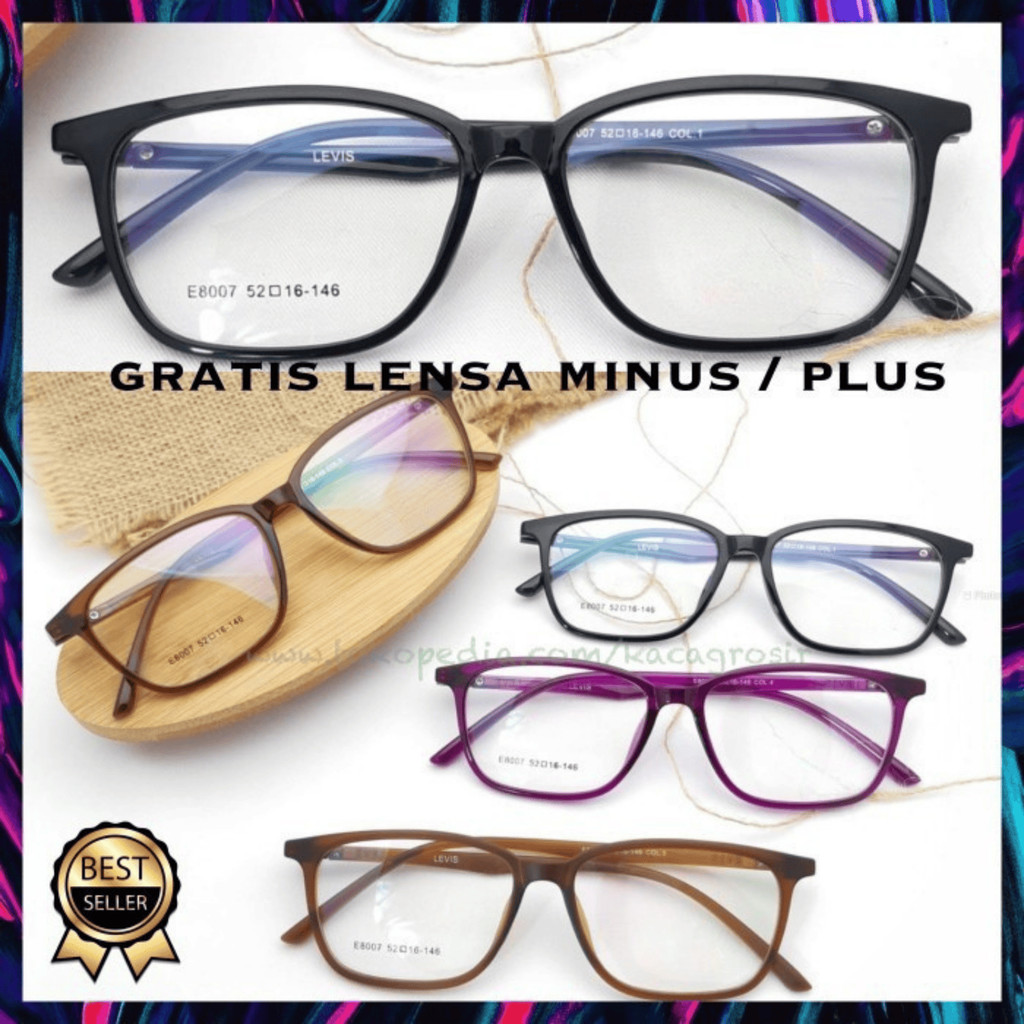 Jual Kacamata Pria Wanita Levis Frame Kotak/Square Minus/Plus Anti ...