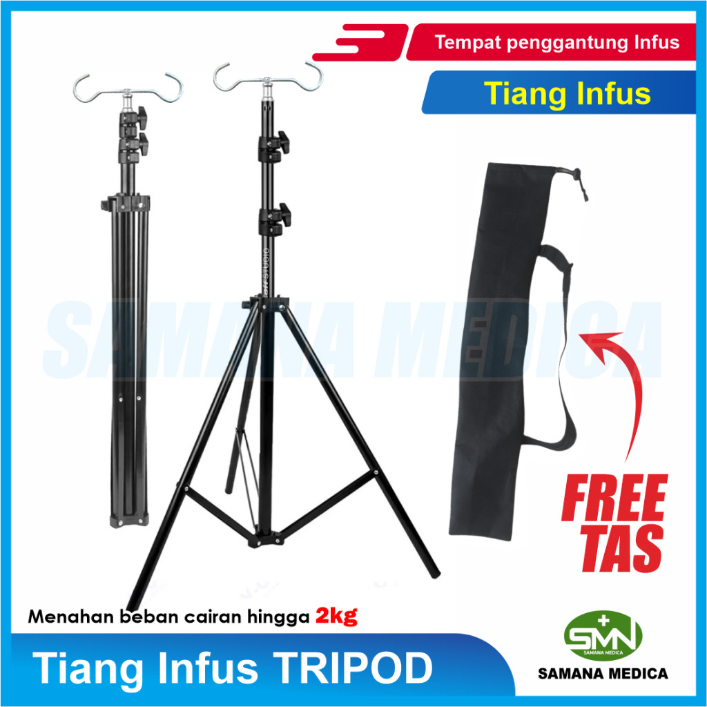 Jual Tiang Infus Tripod Aluminium Kaki 3 - Tiang Infus FREE TAS Tripod ...