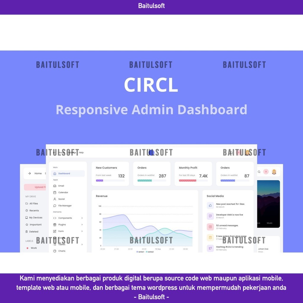 Jual WEB TEMPLATE CIRCL - RESPONSIVE ADMIN DASHBOARD TEMPLATE D2167 ...