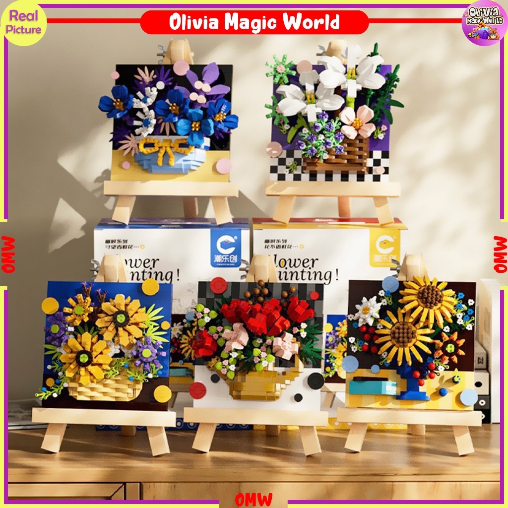 Jual Mainan Balok Susun Nano Block Mainan Anak DIY 3D Puzzle Model Flower Frame Toy Brick ...