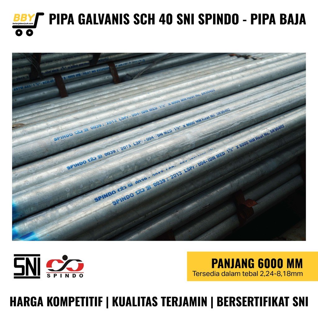 Jual Pipa Galvanis Sch 40 - ASTM A53 Grade A (ERW) - 6 Meter Welded | Shopee Indonesia