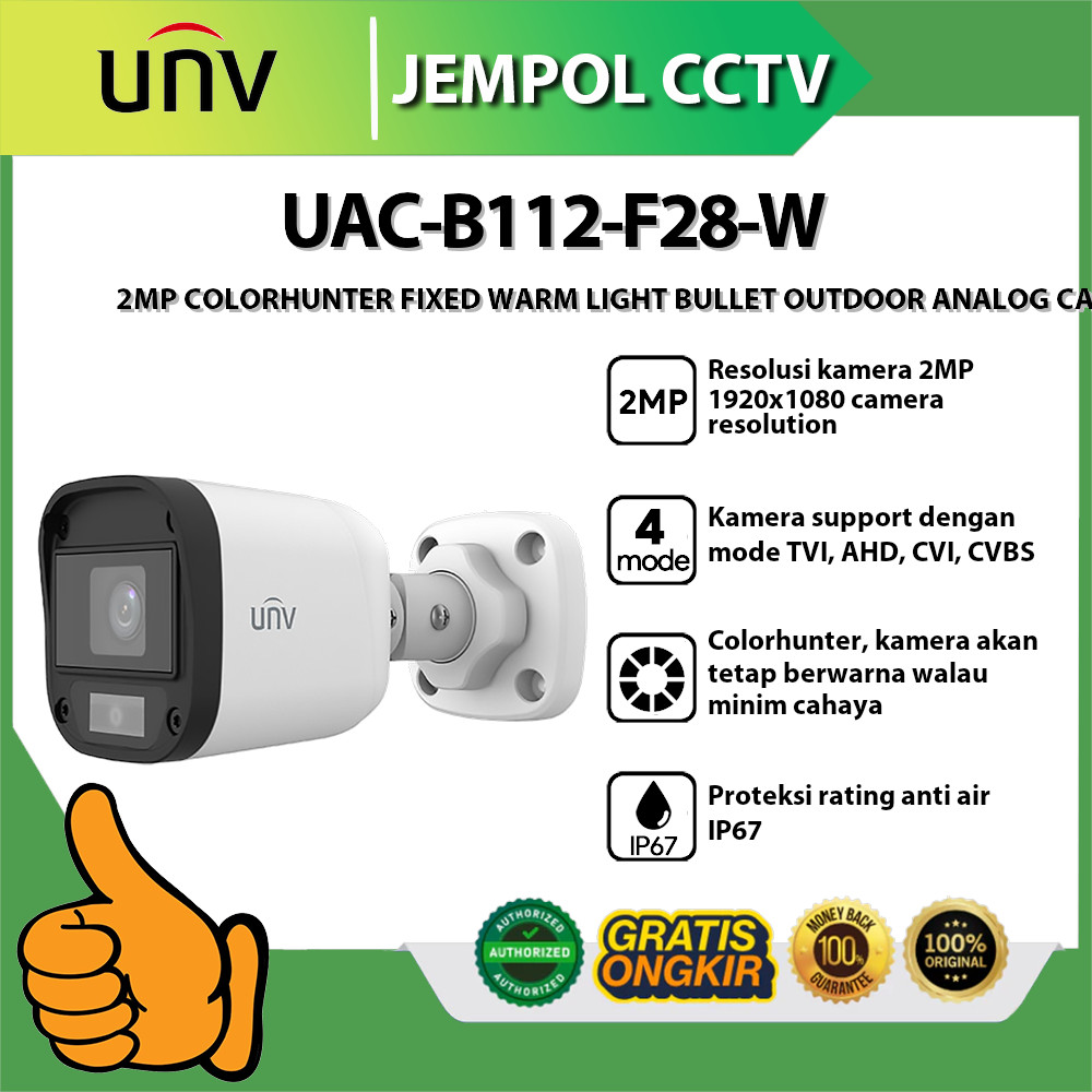 Jual UNV UAC-B112-F28-W 2MP COLORHUNTER FIXED WARM LIGHT BULLET OUTDOOR ANALOG CAMERA | Shopee ...