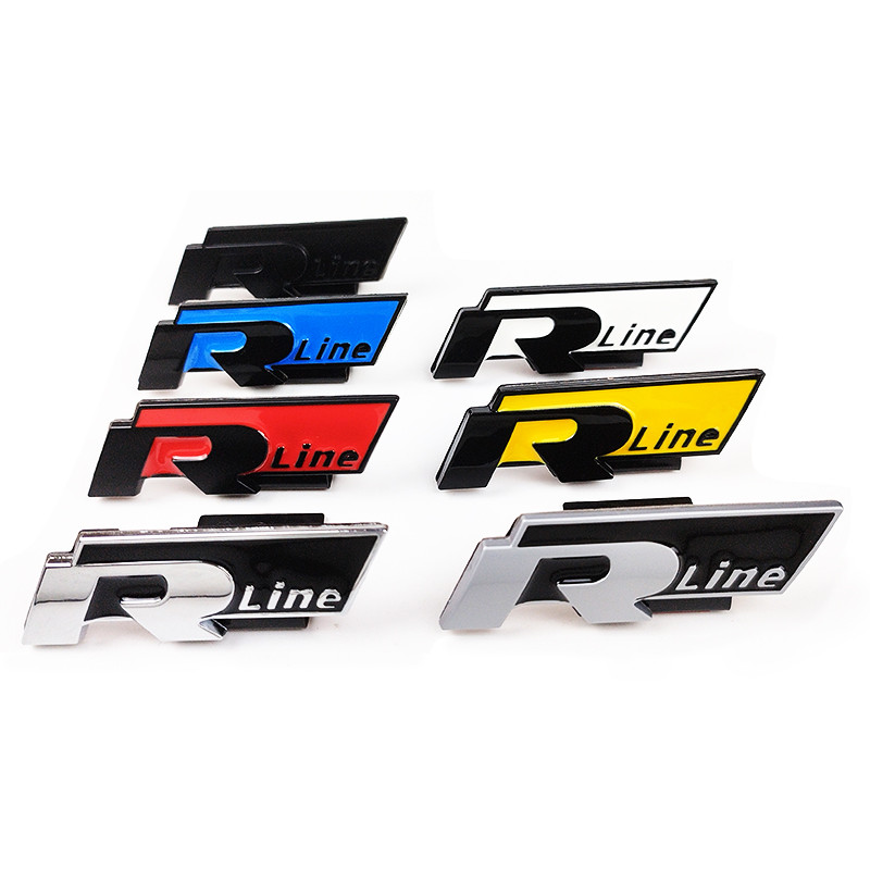 Jual 3D Metal R Line Logo Rline Badge Car Front Grille Emblem Stickers ...
