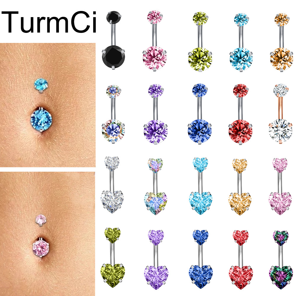 Jual TurmCi 1 Buah 14G Anting Pusar Stainless Steel Tindik Pusar Double ...