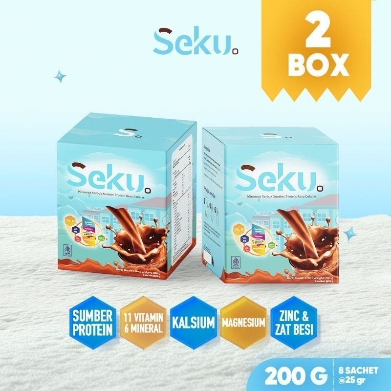 Jual [PAKET 2 BOX] Susu SEKU Tumbuh Optimal(25gr) - isi 8 sachet ...