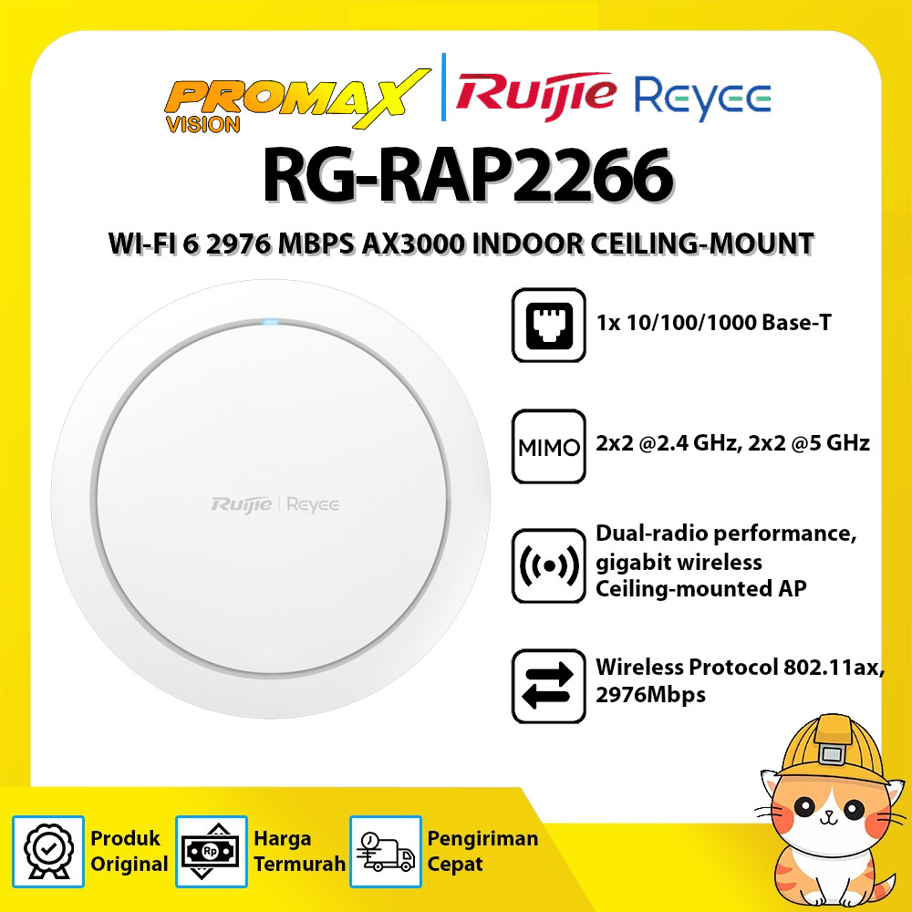 Jual RUIJIE REYEE RG-RAP2266 WI-FI 6 2976 MBPS AX3000 INDOOR CEILING ...