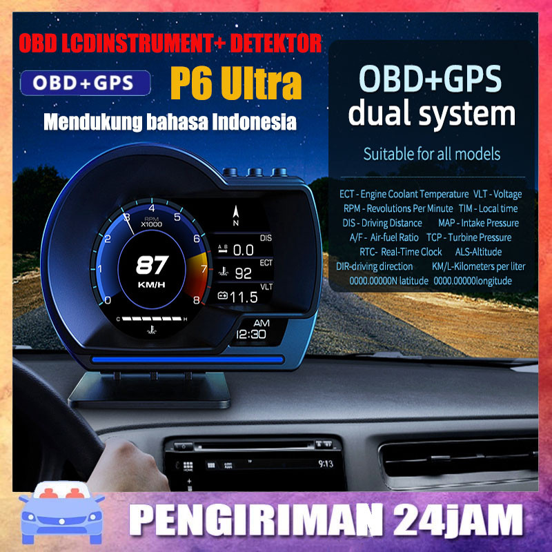 Jual Car Smart Gauge P6 OBD2+GPS HUD Smart Car Layar Display Hd Sistem Kode kesalahan bisa ...