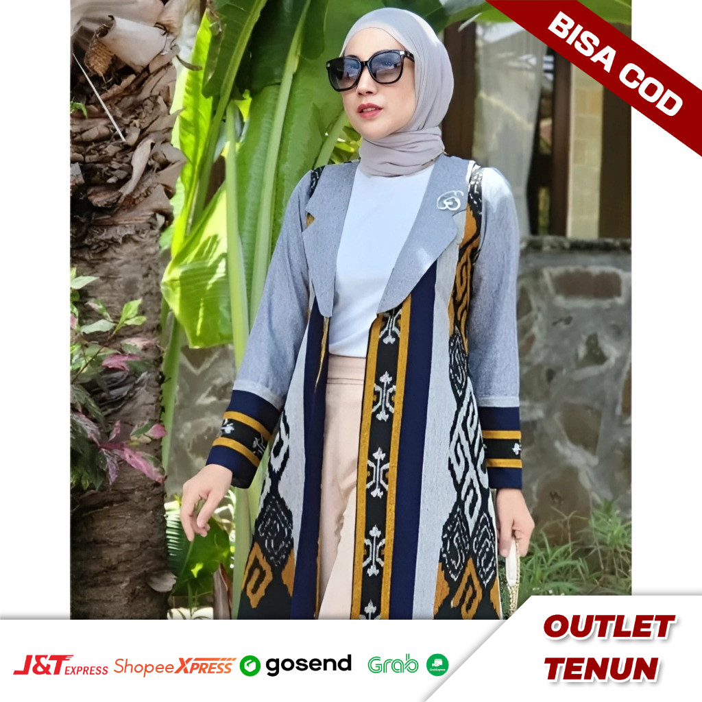 Jual Blazer Wanita Tenun Tradisional Baju Kerja Korean Style Cardigan ...