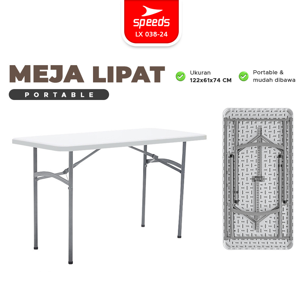 Jual SPEEDS Meja Lipat Plastik 122x61x74cm Folding Table Indoor Outdoor ...