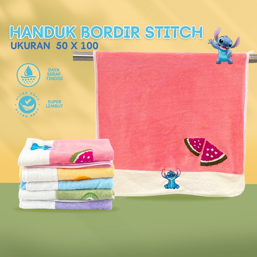 Jual Handuk Anak Baby Fruit STITCH Cute Lembut Menyerap Microfiber ...