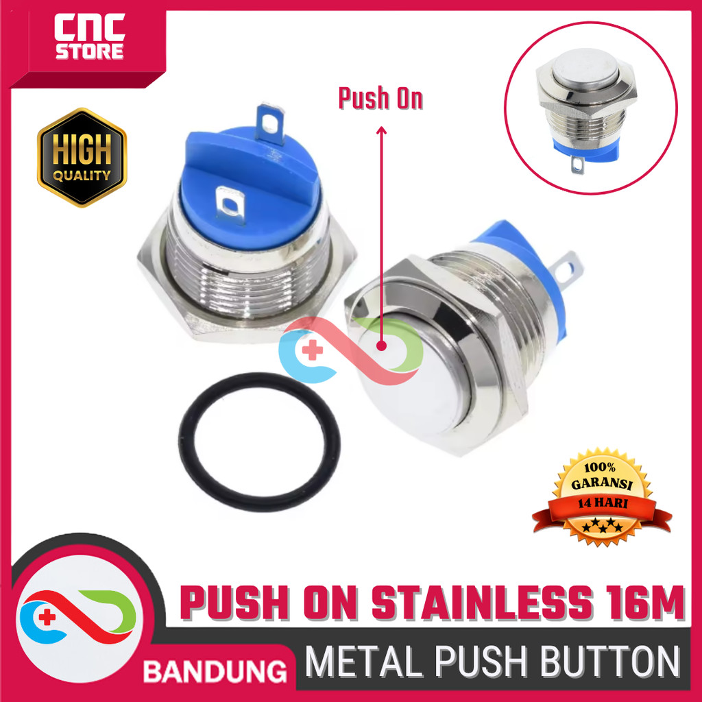 Jual Push Button Switch Metal Saklar Push On Stainless 16M – Reset High ...