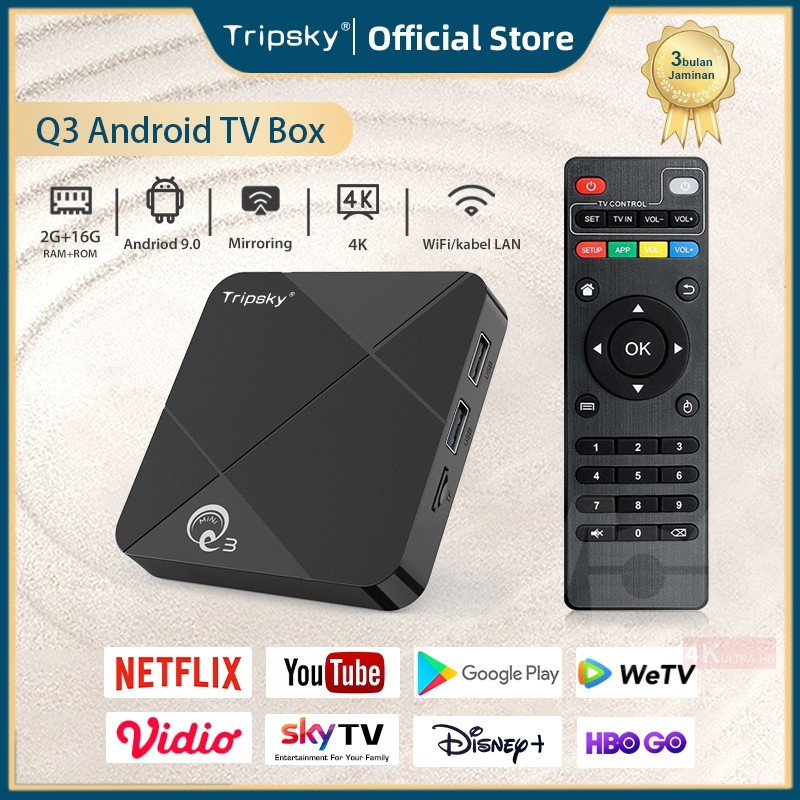 Jual NEW Tripsky MiniQ3 Android Tv Box 2G Ram 16G Rom Android 9 OS ...