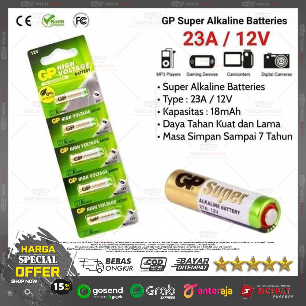 Jual Battery / Bateray / Batray / Batre / Baterai 18mAh 12V GP-23A 23AE / GP-27A 27AE | ULTRA ...