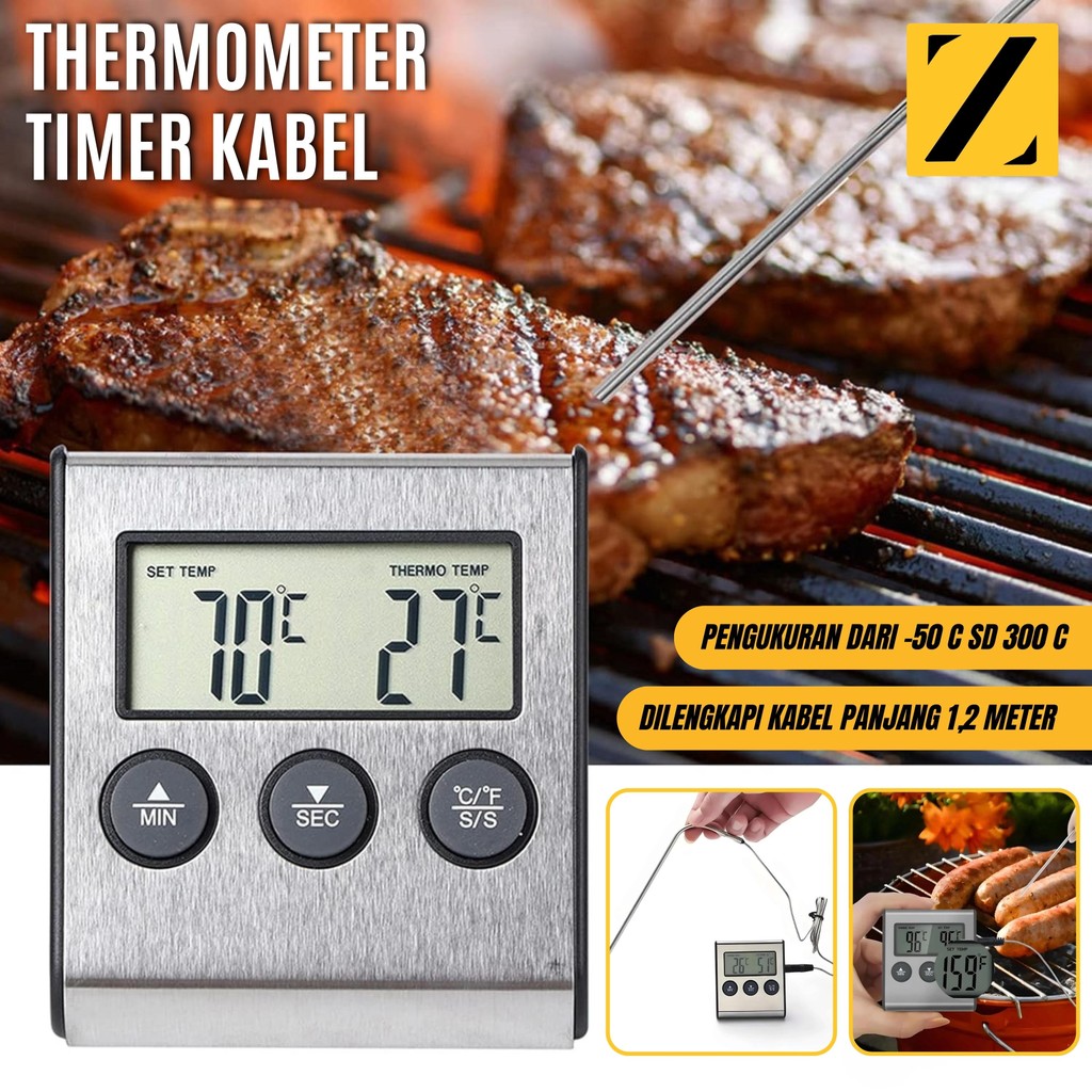 Jual Termometer v2 Masak Kopi Oven Air Minyak Daging digital Kabel ...