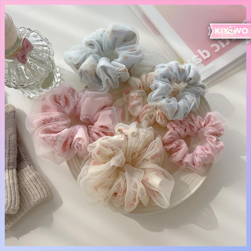 Jual KIYOWO Ikat Rambut Scrunchie 2 Layer Motif Bunga Mesh Gaya Fashion ...