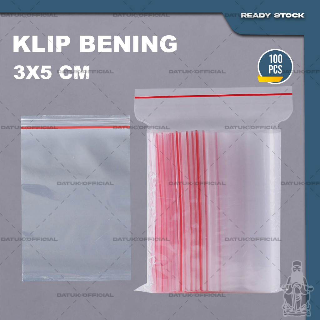 Jual Plastik Klip Ziplock Bening Ukuran 3X5 1 Pack Isi 100 Pcs | Shopee ...