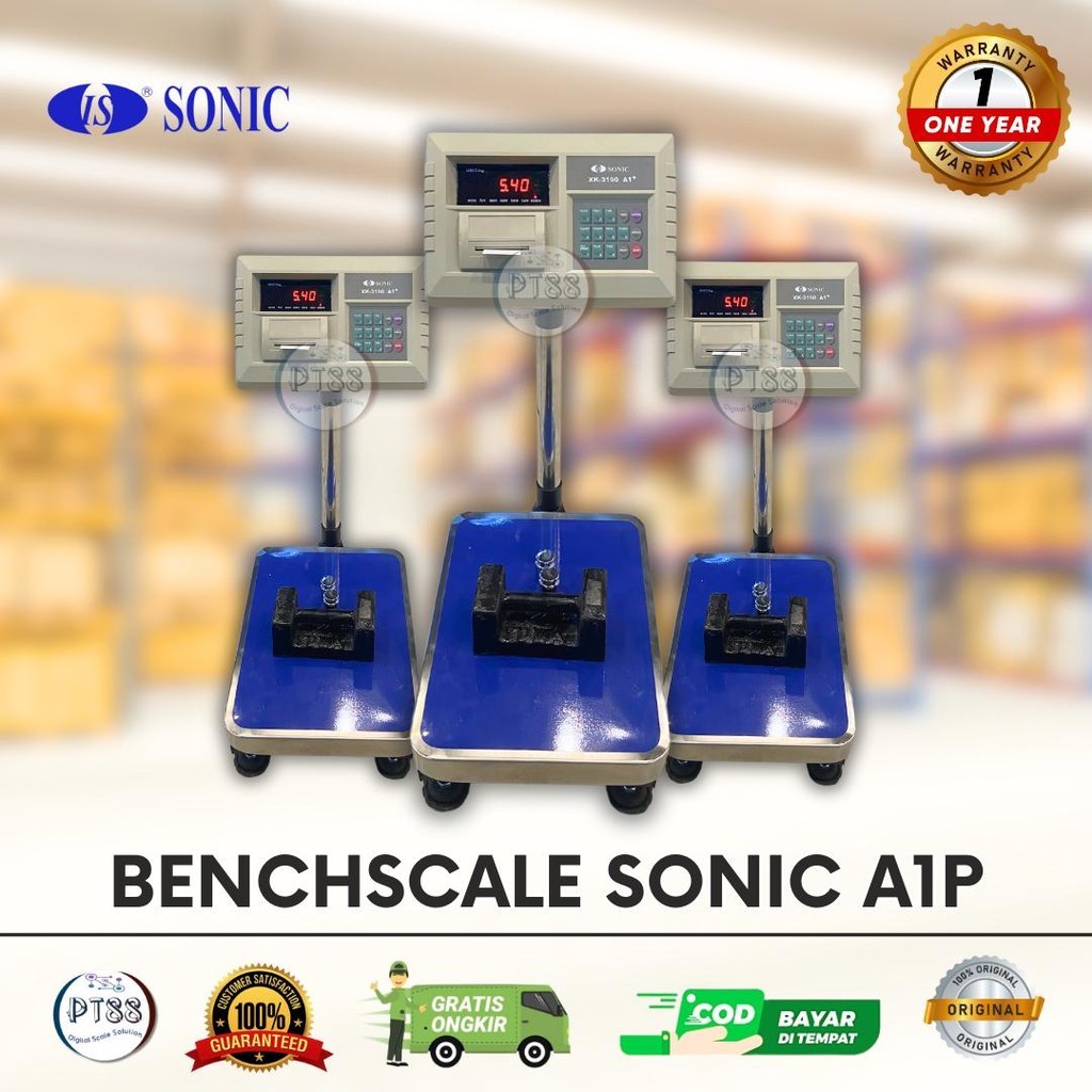 Jual Timbangan Duduk Digital Print / Industri / SONIC A1P Cap 50Kg / 75Kg / 100Kg Bergaransi ...
