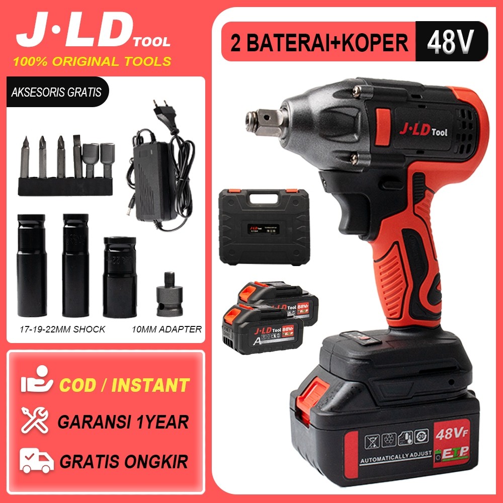Jual TORSI BESAR COD! 13mm Impact Wrench Brushless 350N.M mesin bor ...