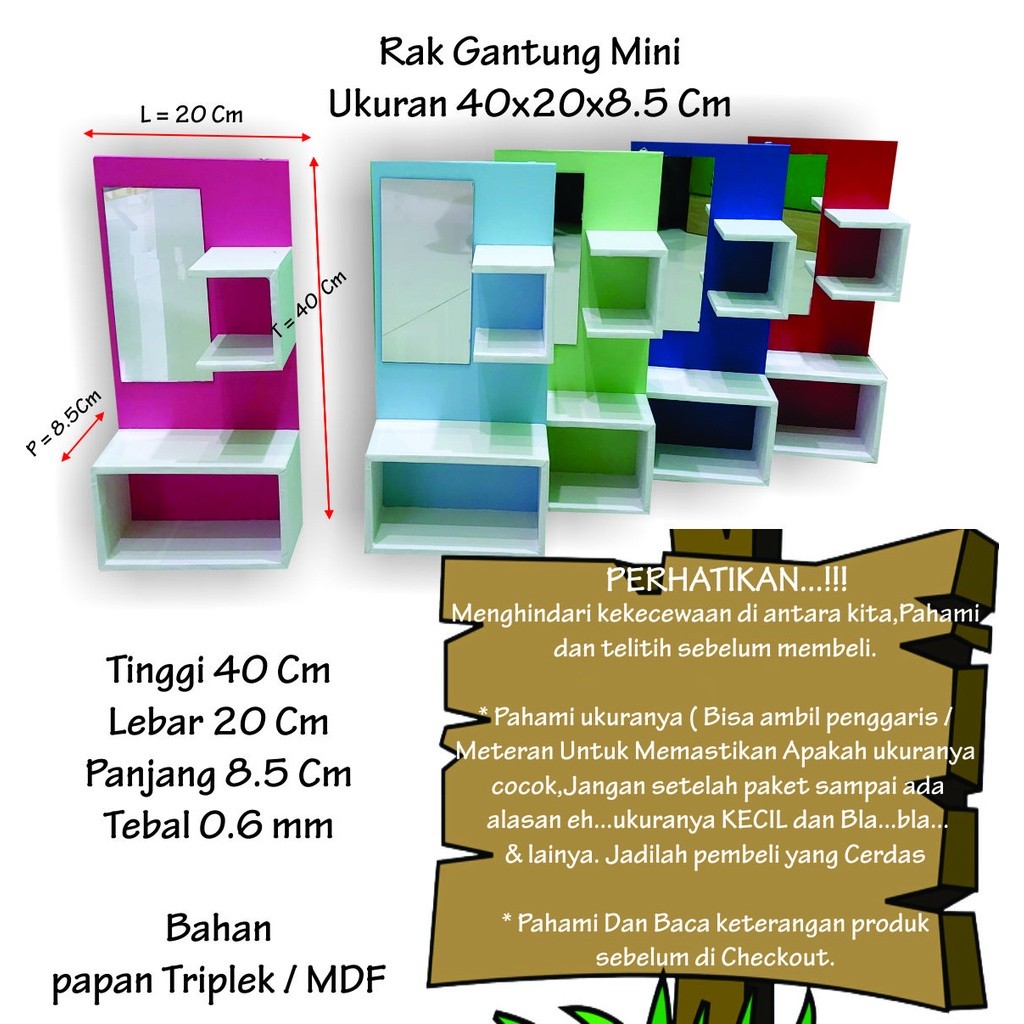 Jual Kaca Rias Makeup Rak Hias Dinding Mini Ukuran 40 x 20 Cm | Shopee ...